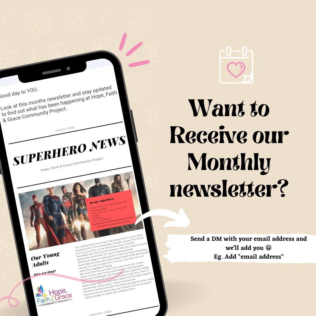 Keep updated with our newsletter – Hope, Faith and Grace Community Projects